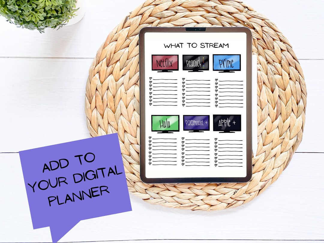 TV Streaming Checklist | Printable or for Use With Your Digital Planner ...