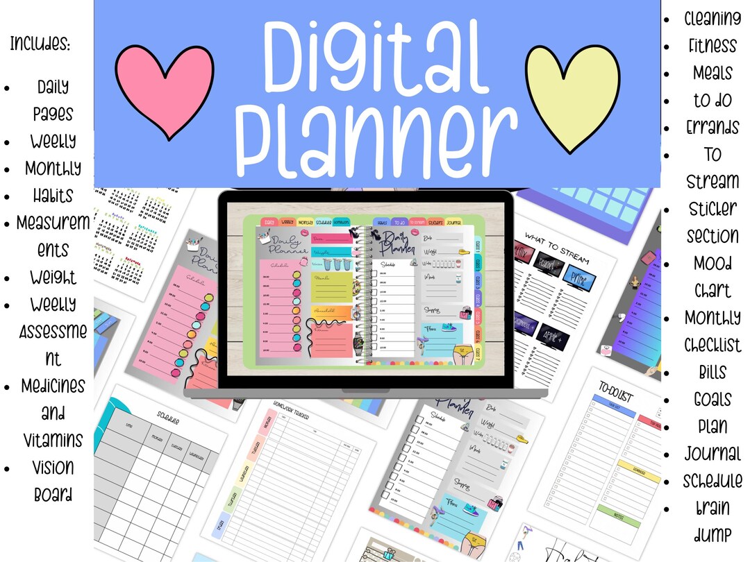 24 Tab Digital Planner: Daily, Weekly, Monthly (PDF Download) - Etsy