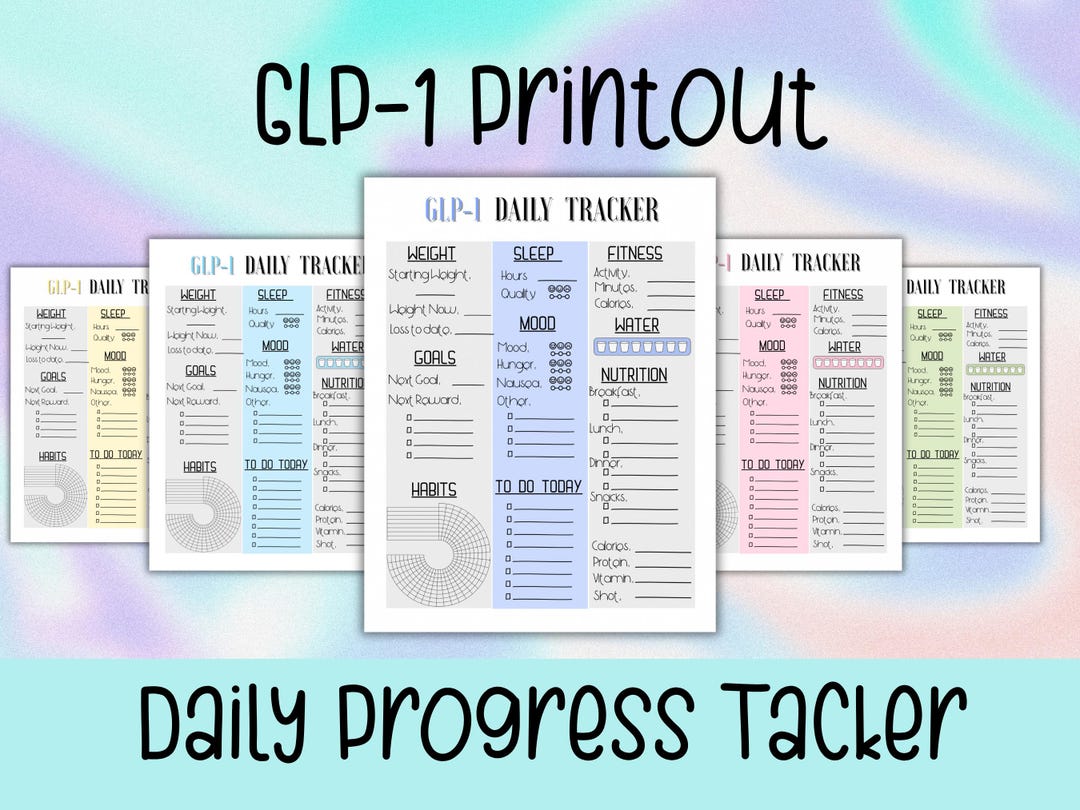 GLP-1 Printable Daily Tracker for Weight Loss and Productivity Tracking ...