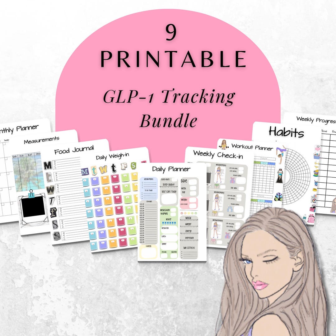 Printable GLP-1 Weight Loss Tracker Bundle: Daily, Weekly, Monthly (PDF ...