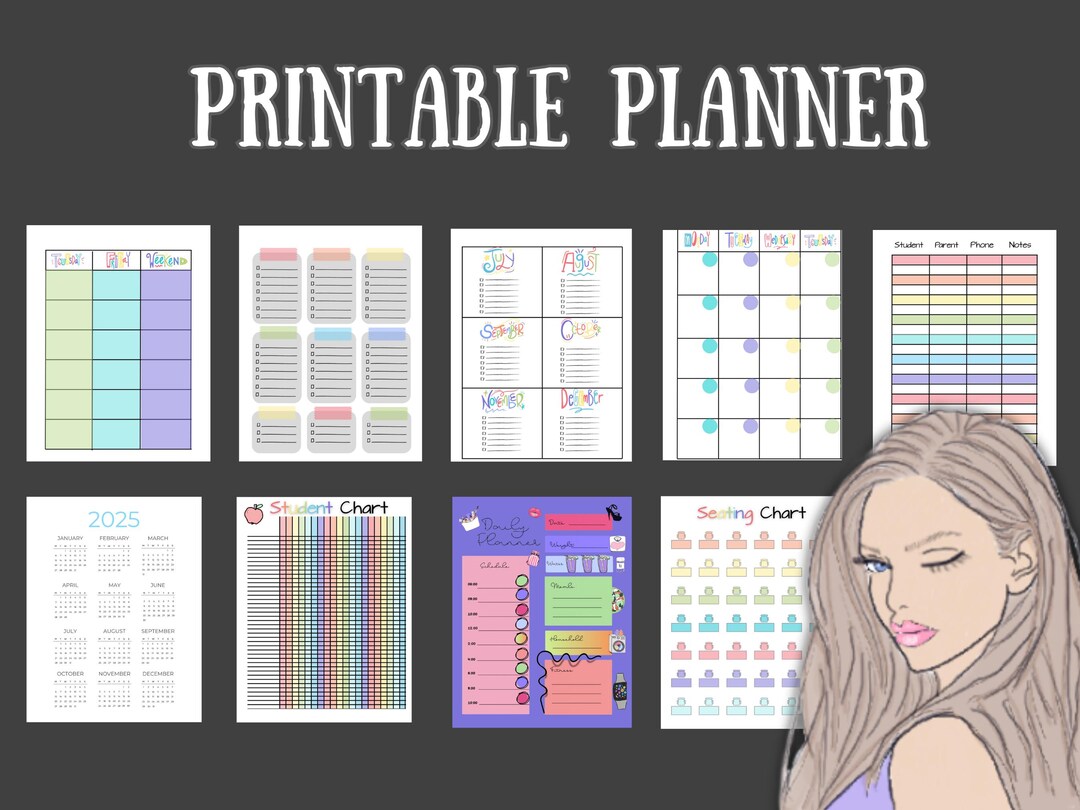 Printable Teacher Planner Pages: Daily, Weekly, Monthly (8.5x11 ...