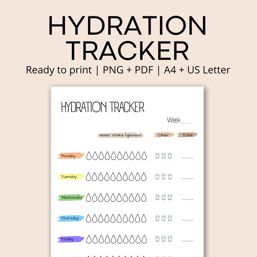 Minimalist Hydration Tracker: Weekly Water Intake Log (PDF & PNG) - Etsy