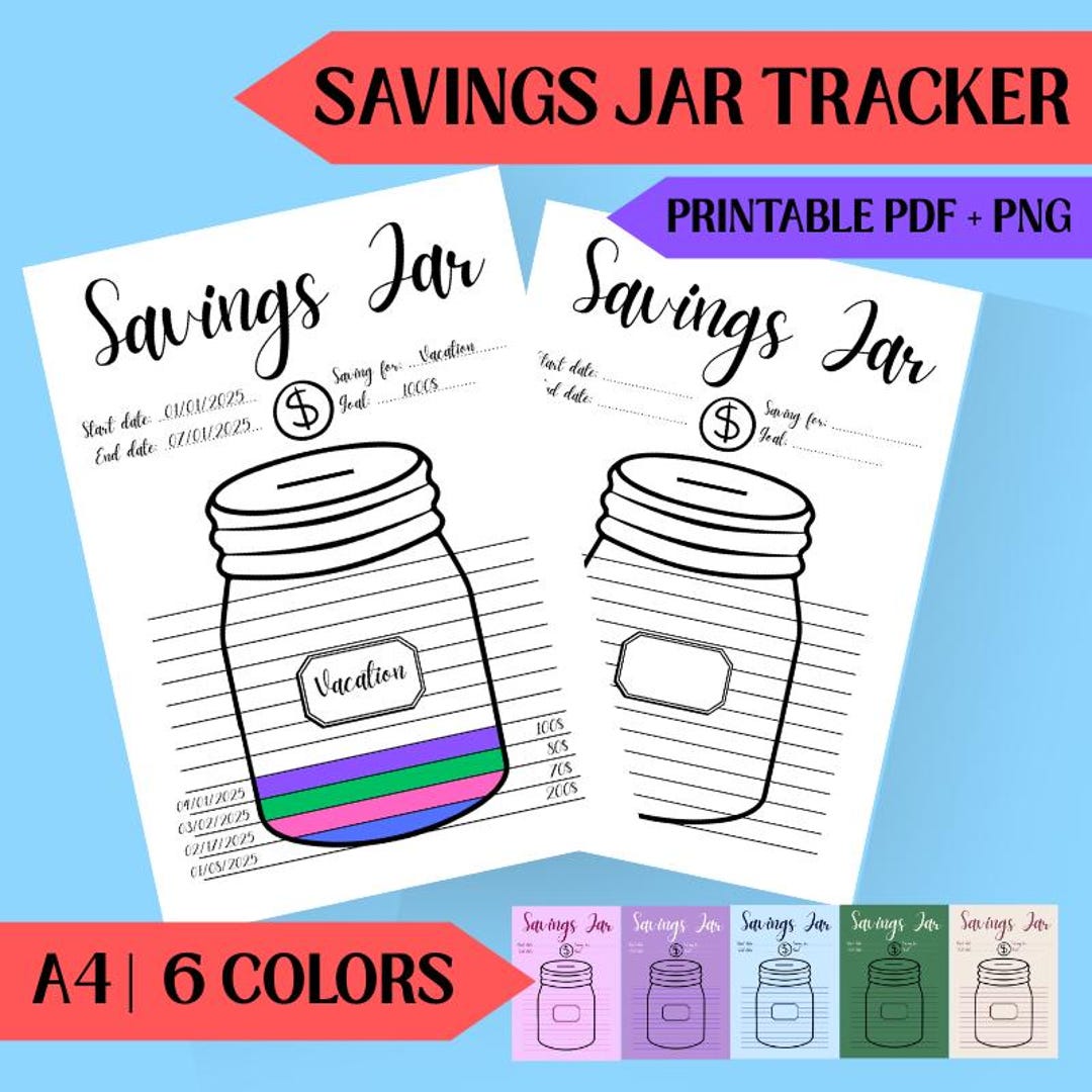 Savings Jar Printable,a4, Saving Money Book, Money Saving Challenges ...