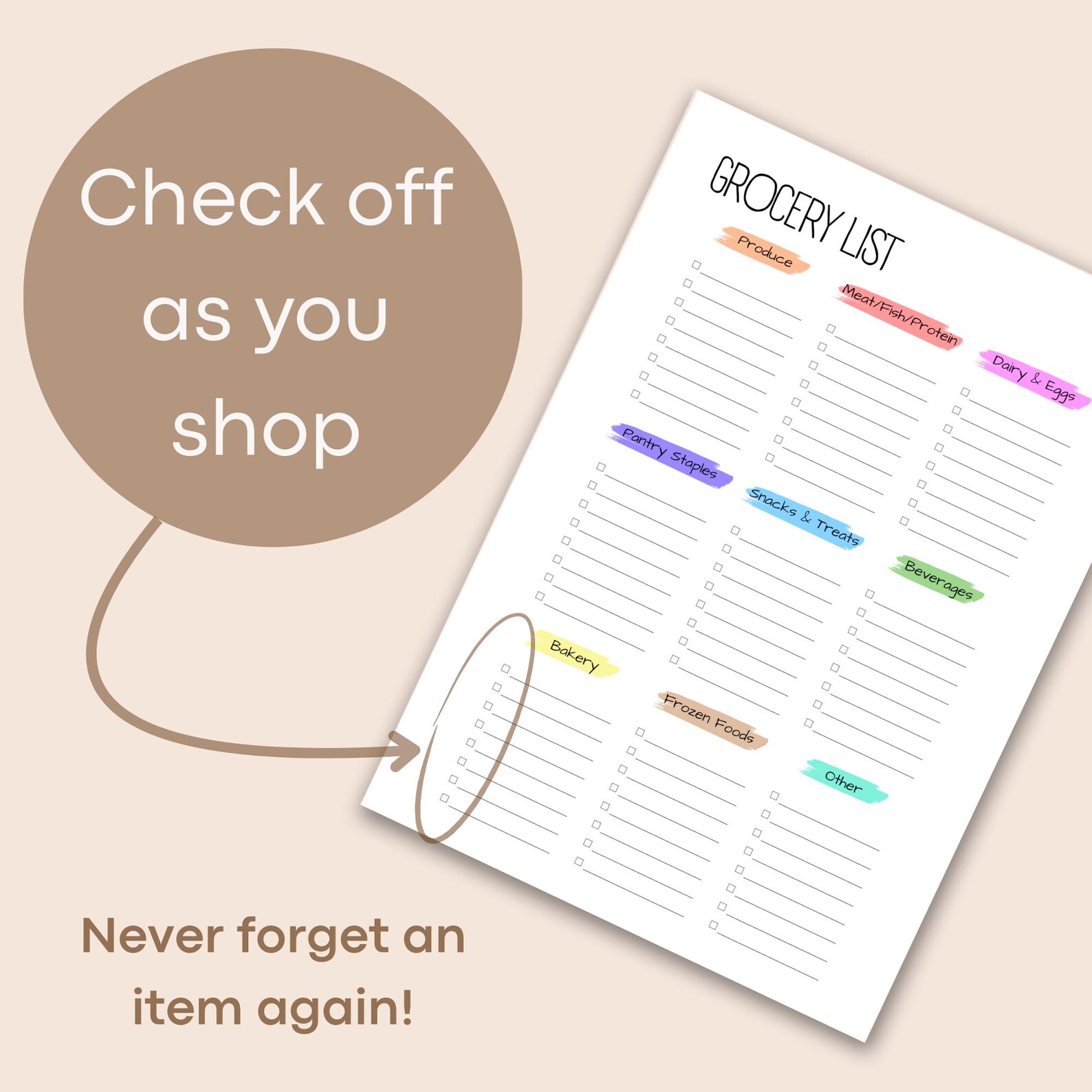 Printable Grocery List Template: Minimalist Shopping Planner (PDF + PNG ...