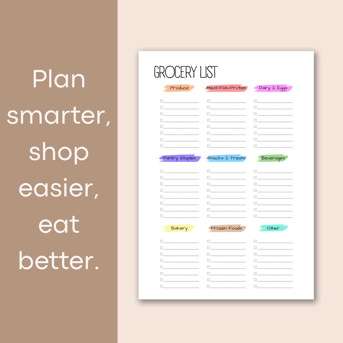 Printable Grocery List Template: Minimalist Shopping Planner (PDF + PNG ...