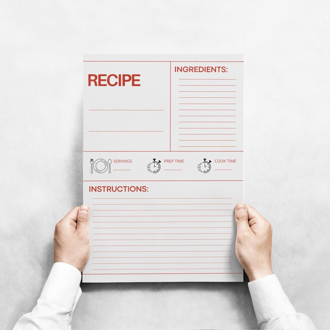 Recipe Template Printable - Recipe Book - Blank Recipe Page - Recipe ...