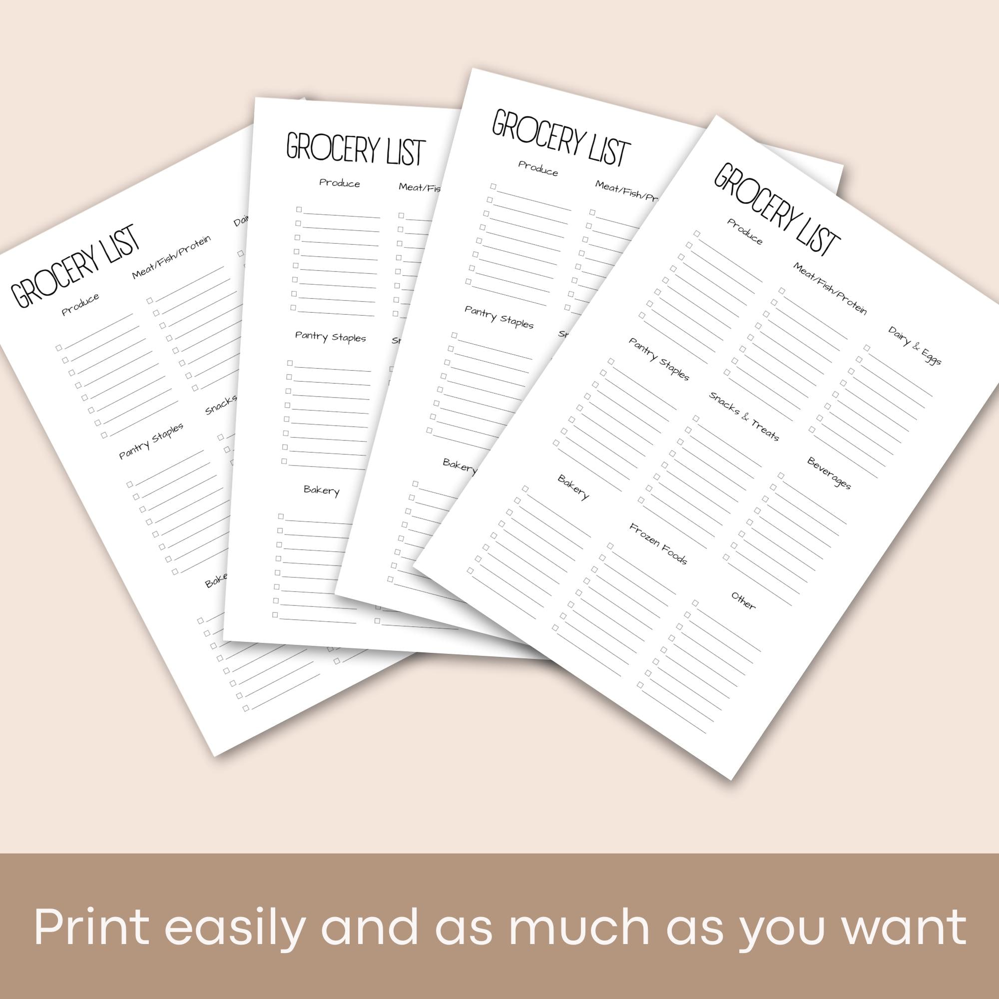 Printable Grocery List Template: Minimalist Shopping Planner (PDF + PNG ...