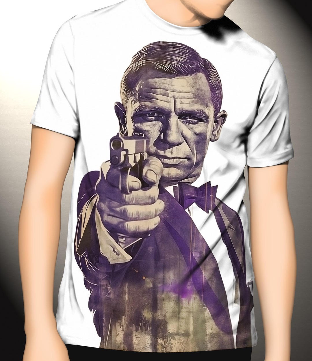 Daniel Craig T-shirt Colourful Comic Style Tee Large Print Unisex ...