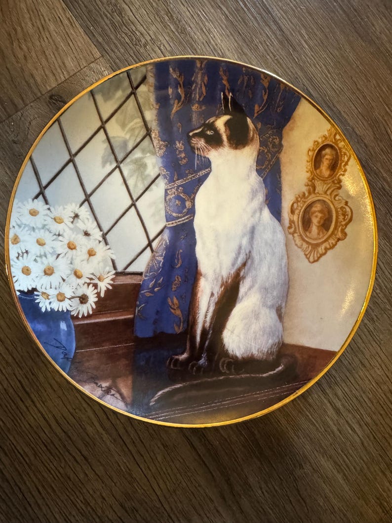 Vintage Franklin Mint Siamese Cat Plate "statuesque" Collectible Plate ...