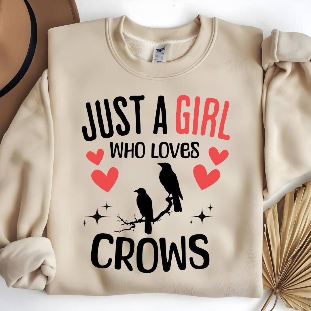 Just A Girl Who Loves Crows Shirt Png | Bird Lover | Crow Lover Shirt ...