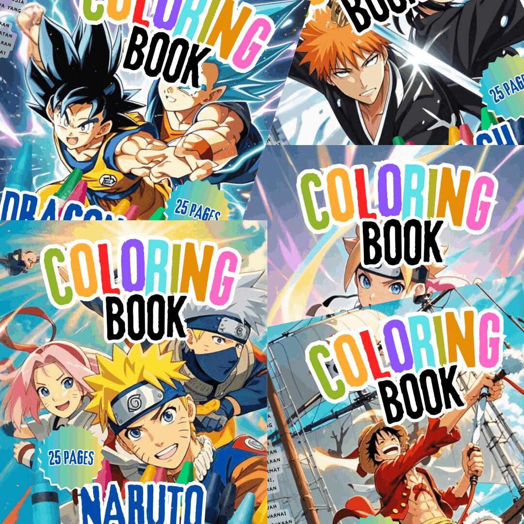 Anime Coloring Book: 25 Unique Pages (PDF) - Etsy