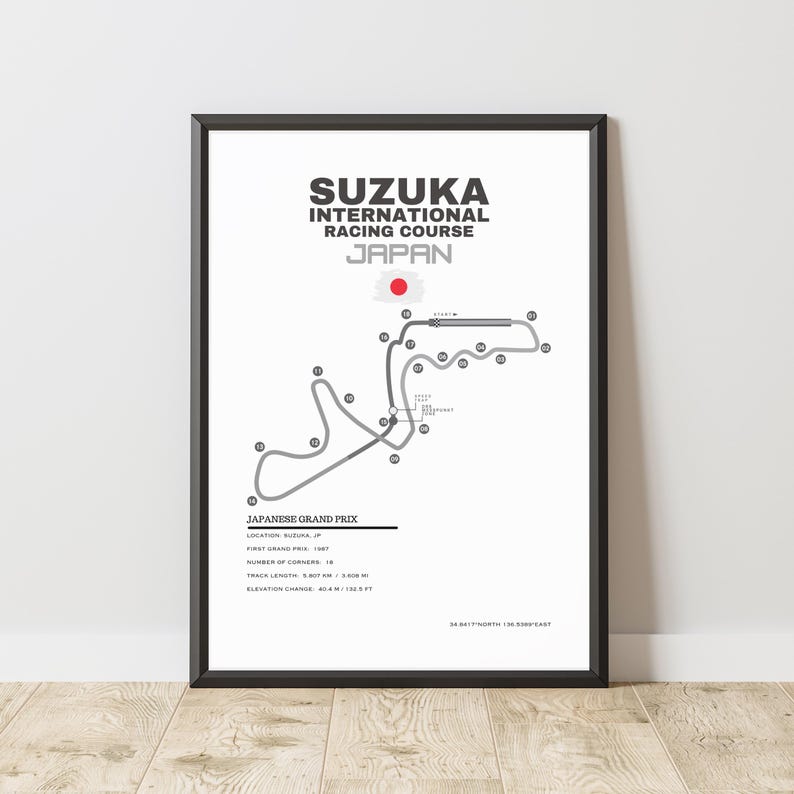 Suzuka Circuit Poster | Japanese Grand Prix Track Map Print | F1 Japan ...