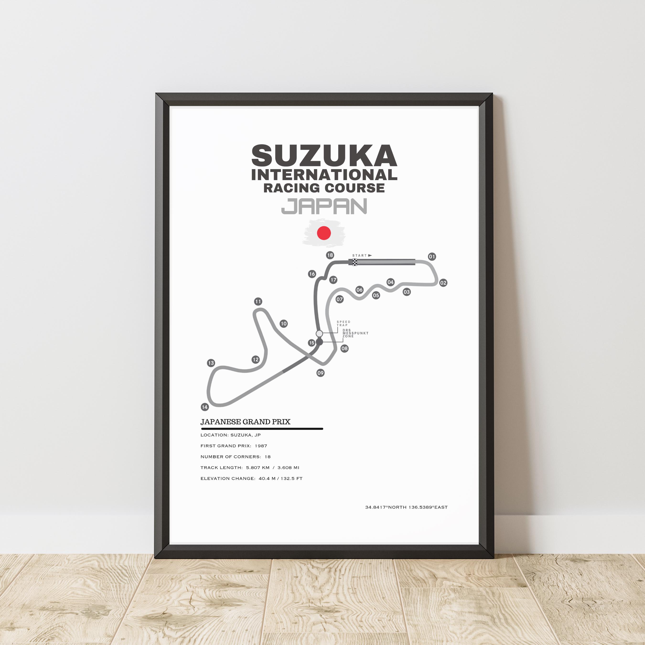 Suzuka Circuit Poster | Japanese Grand Prix Track Map Print | F1 Japan ...