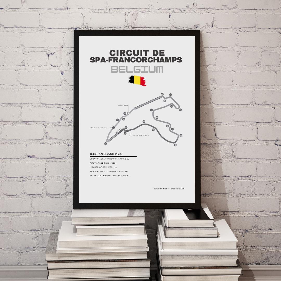 Spa-francorchamps Track Map Poster – Belgian Grand Prix Circuit Print ...