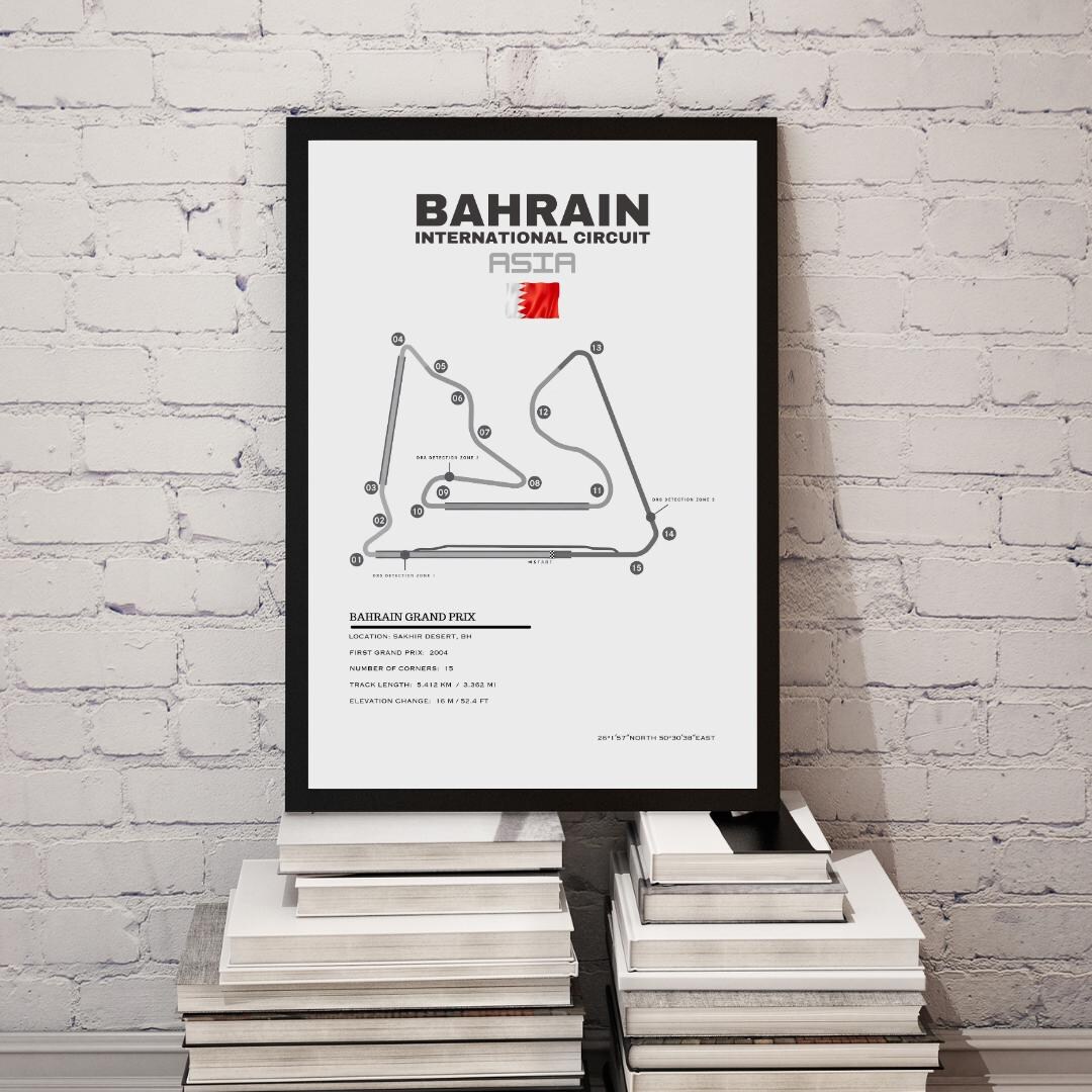 Bahrain Grand Prix Poster – Bahrain International Circuit Track Map ...