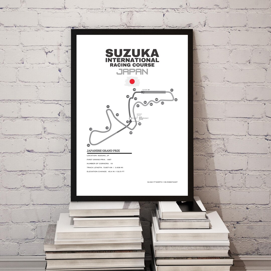 Suzuka Circuit Poster | Japanese Grand Prix Track Map Print | F1 Japan ...