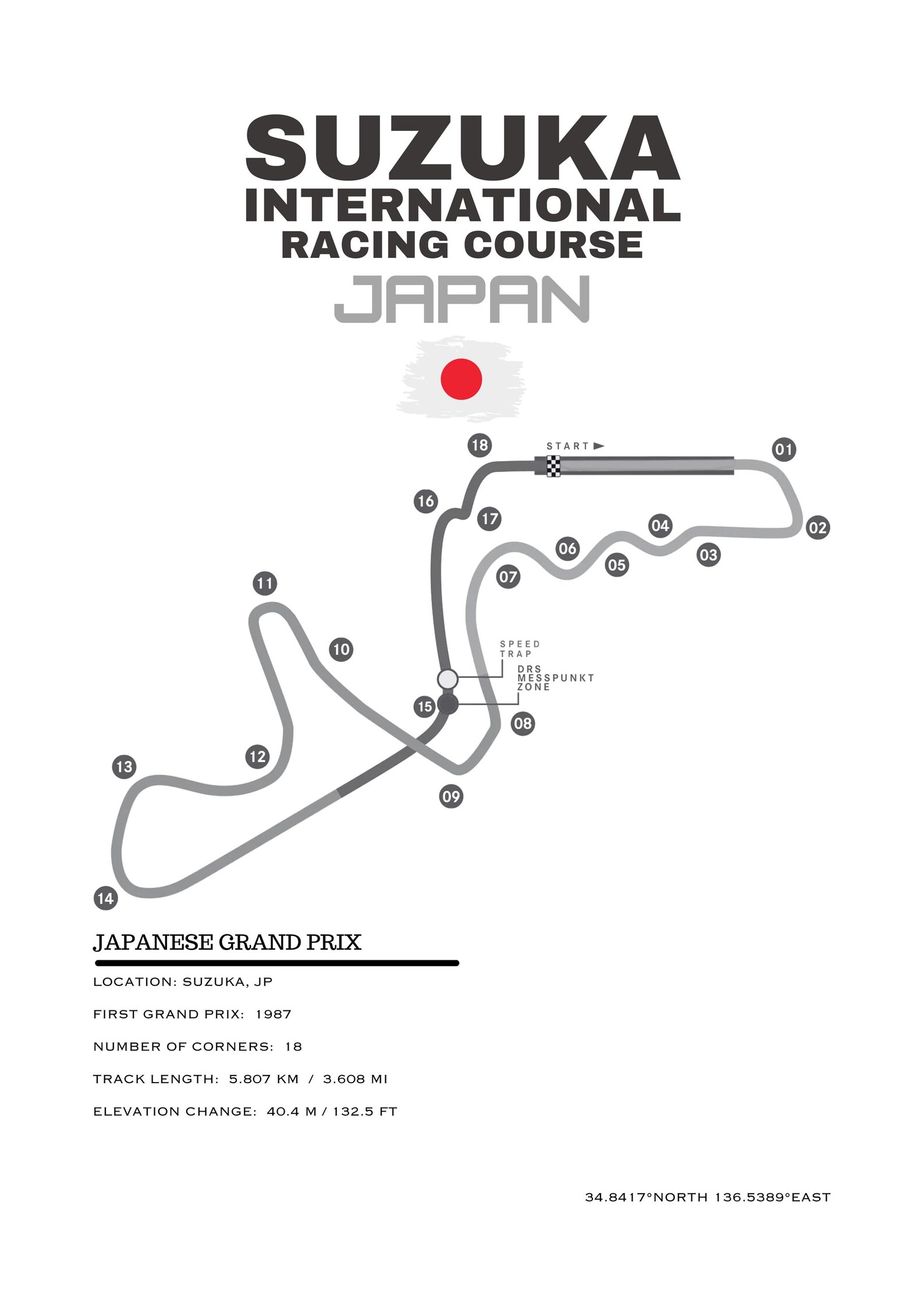 Suzuka Circuit Poster | Japanese Grand Prix Track Map Print | F1 Japan ...
