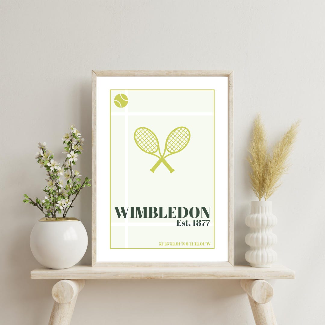 Wimbledon Poster | Tennis Wall Art | Wimbledon 1877 Vintage Style ...