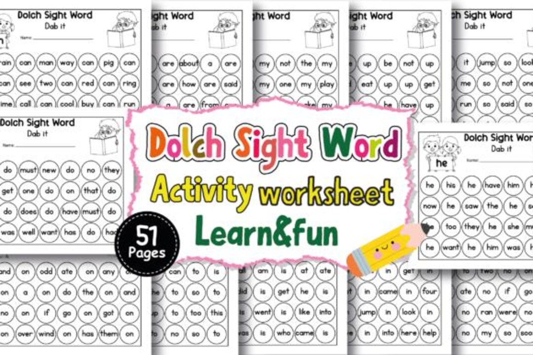 Preschool Dolch Sight Word Worksheets , 51 Dab Activities , Printable ...