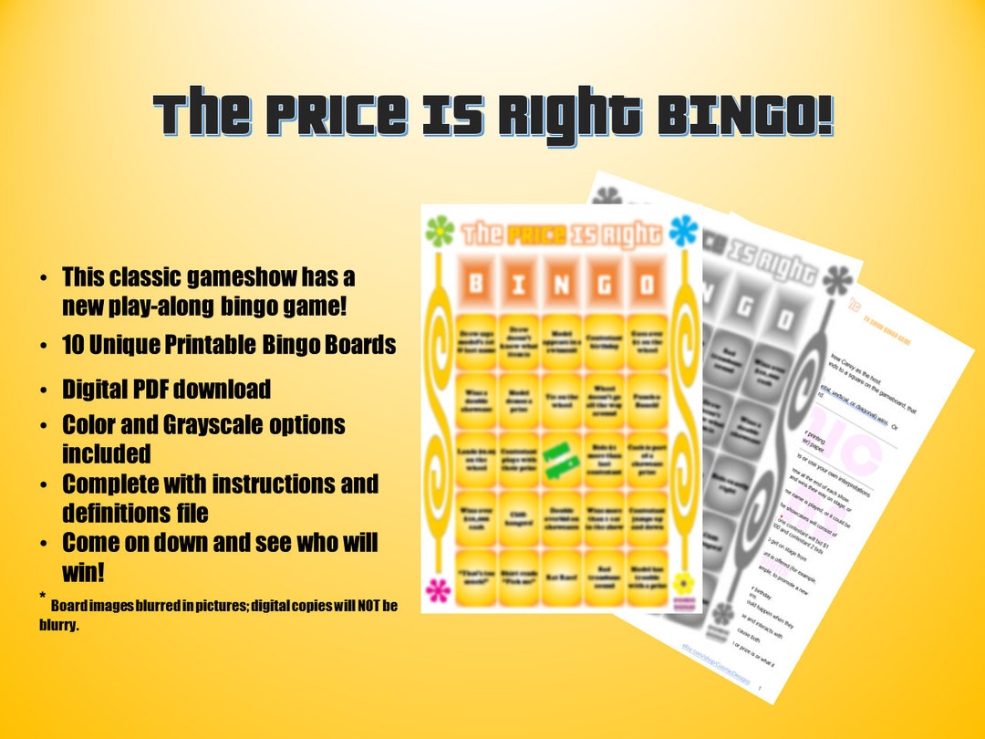 Price is Right Bingo Printable 10 Cards Unique Fun Party Game Digital ...