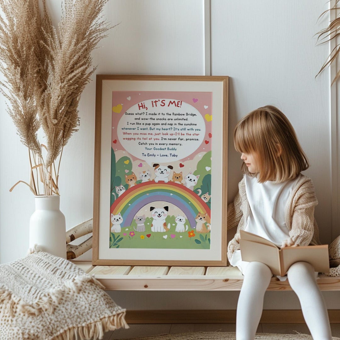 Personalized Rainbow Bridge Letter & Art Print | Pet Memorial Gift for ...