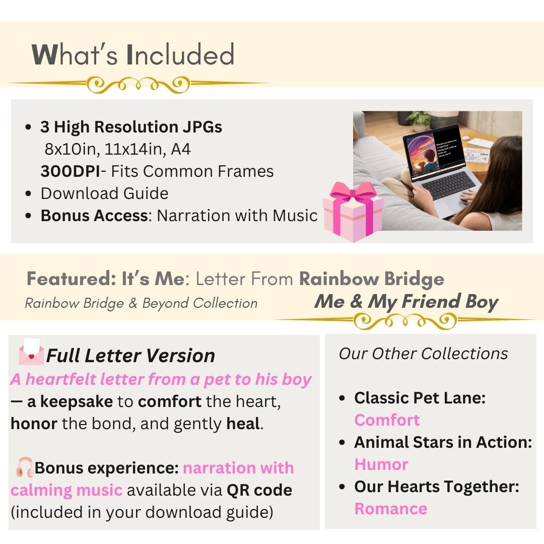 Rainbow Bridge Letter From Dog to Boy | Pet Loss Gift | Printable Grief ...