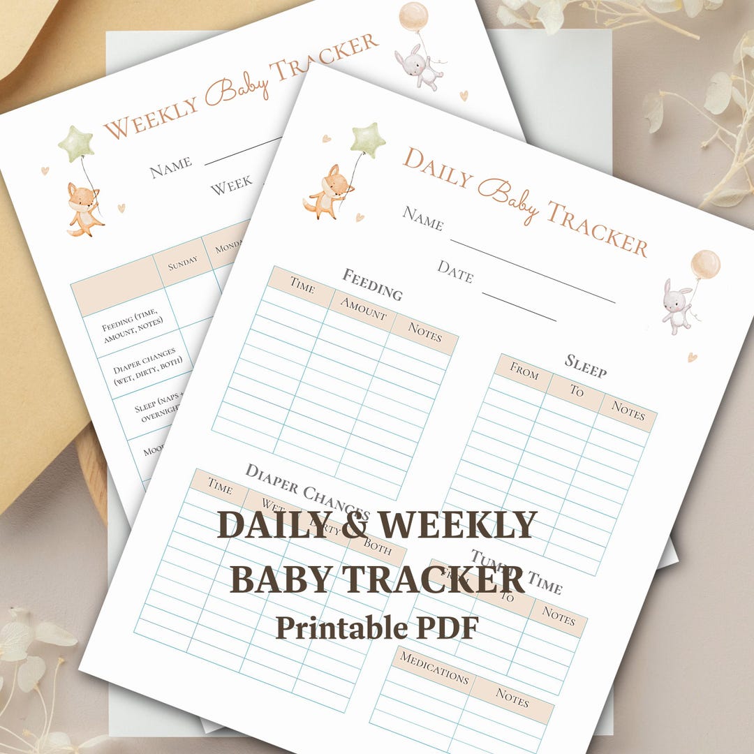 Daily & Weekly Baby Tracker Logs | Printable PDF | Baby Schedule ...