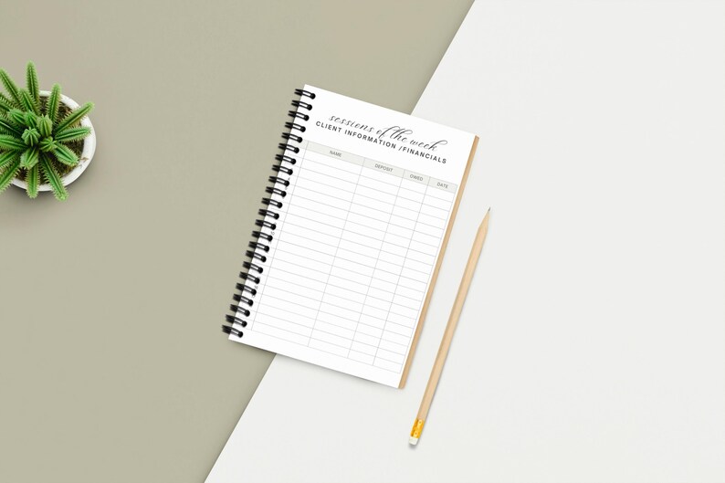 Weekly Client Organizer Digital Download for Session Scheduling Planner ...