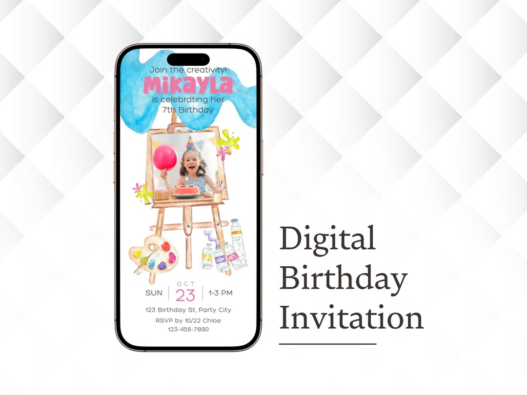 Painting Party Birthday Invitation Template Digital Art Birthday Invite ...