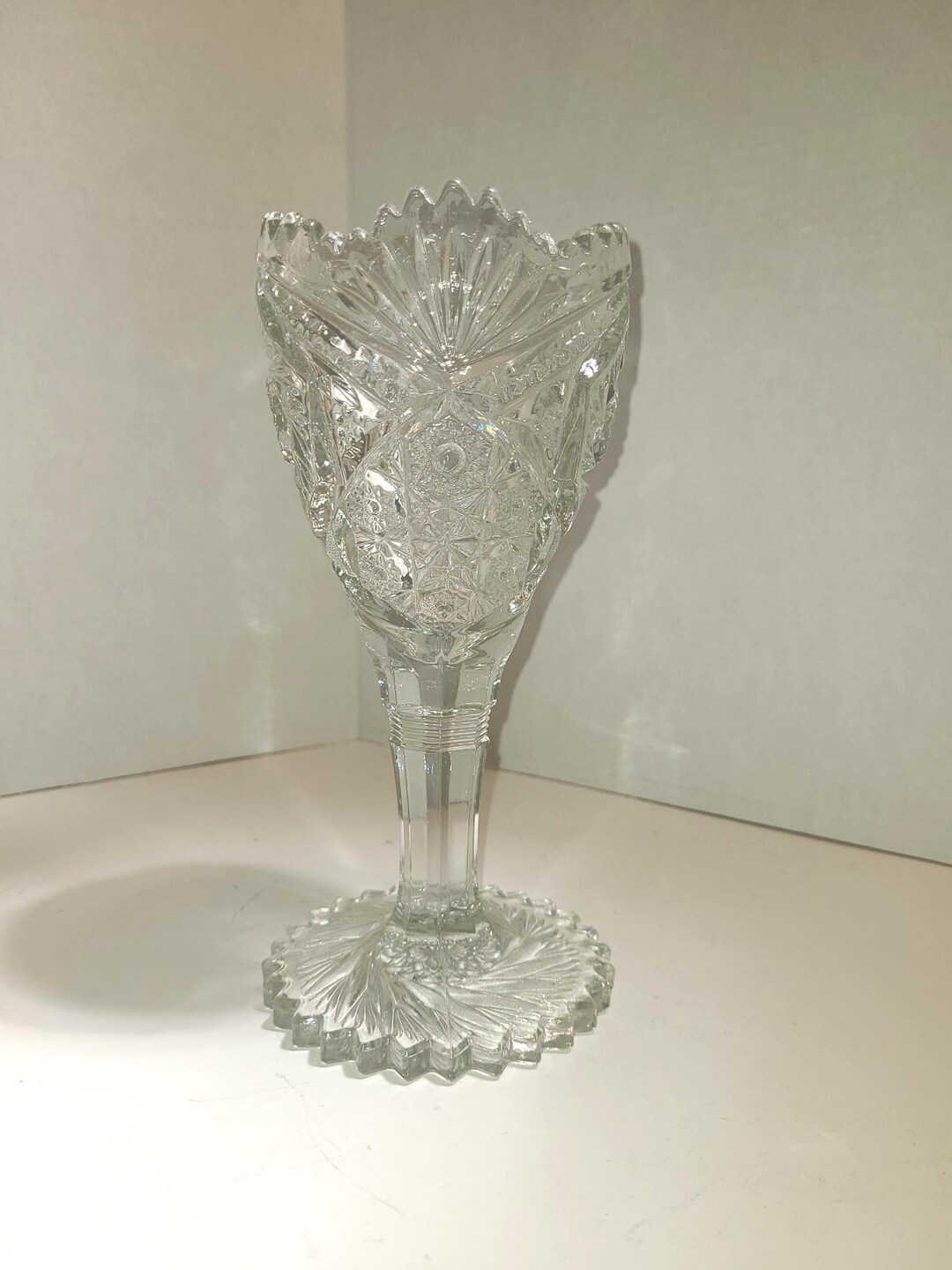 Antique Imperial Glass Crystal Pinwheel Vase 9" - Etsy