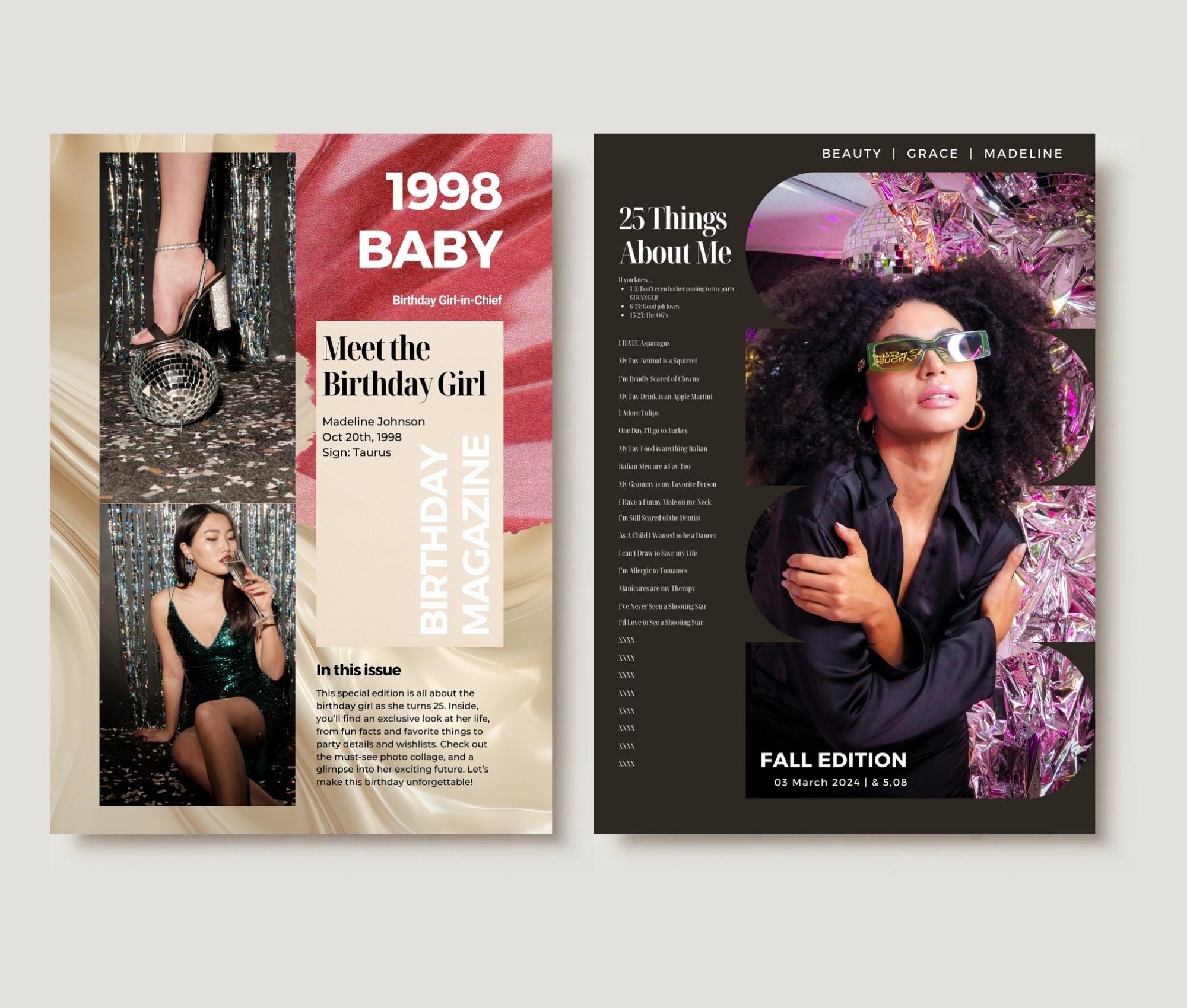 Personalized Birthday Magazine Template | Vogue Style | Birthday ...