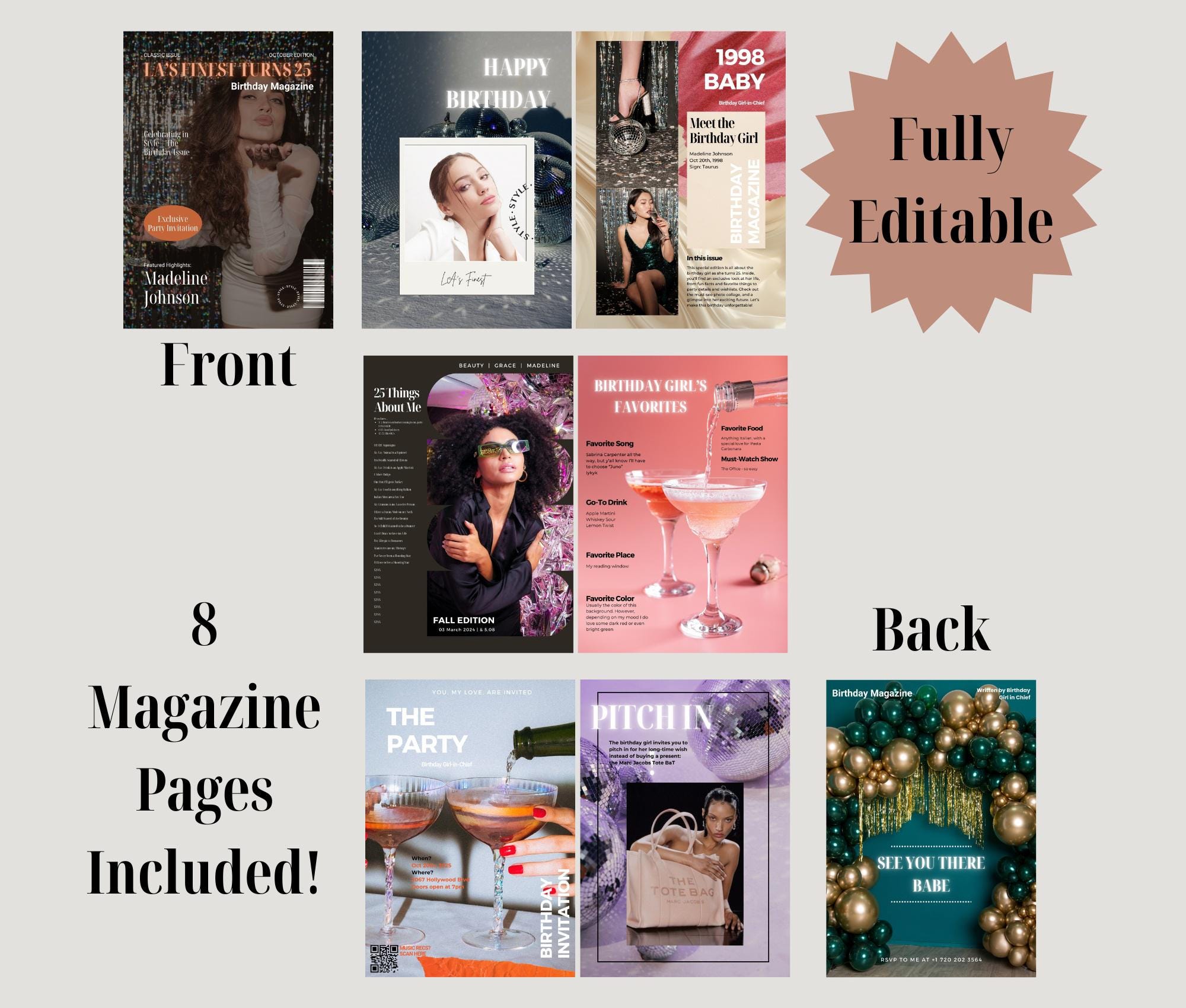 Personalized Birthday Magazine Template | Vogue Style | Birthday ...