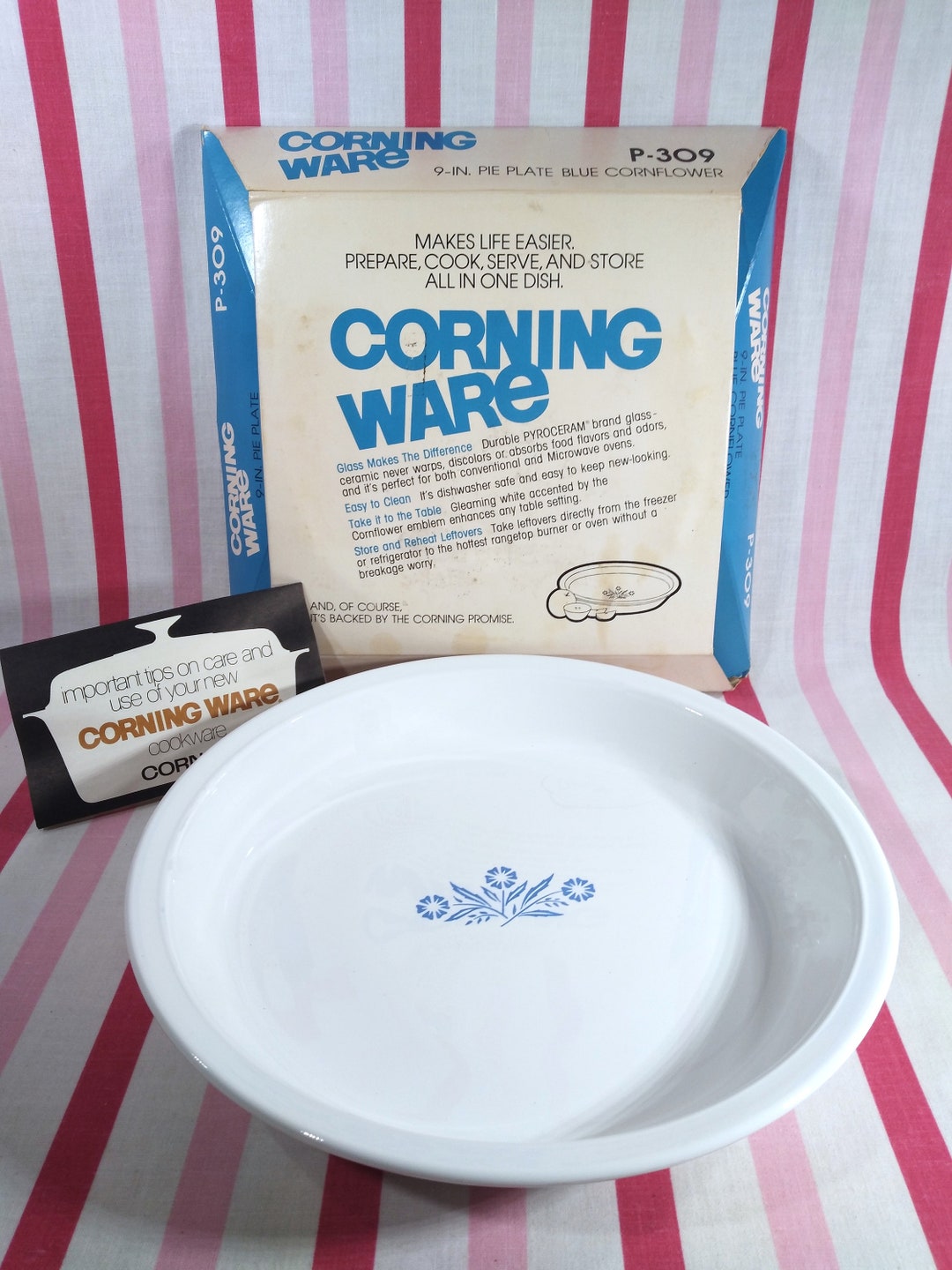 Fab 1960's Corning Ware Blue Cornflower Pie Plate P-309 for Range With ...
