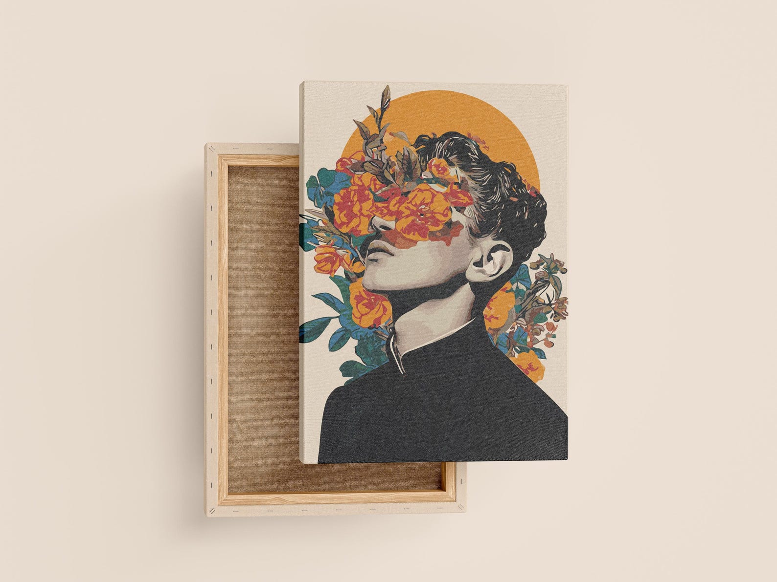 Men With Flowers Paint by Numbers Kit: DIY Framed Canvas Art - Etsy