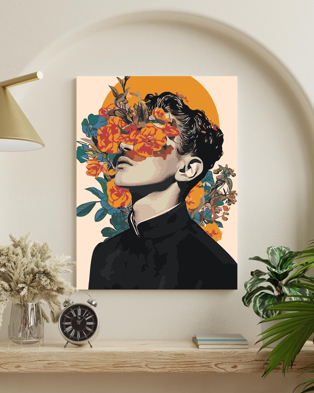 Men With Flowers Paint by Numbers Kit: DIY Framed Canvas Art - Etsy