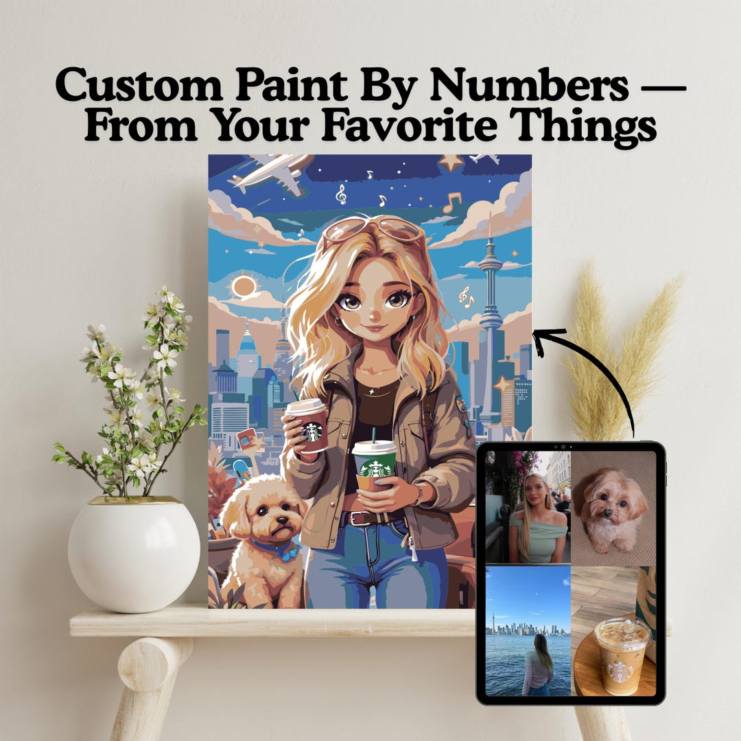 Custom Cartoon Paint by Numbers Kit | Personalized Illustration From ...