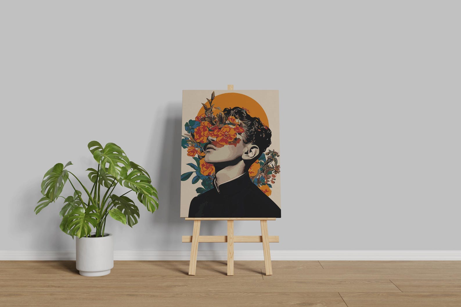 Men With Flowers Paint by Numbers Kit: DIY Framed Canvas Art - Etsy
