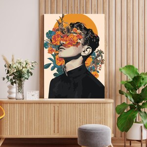 Men With Flowers Paint by Numbers Kit: DIY Framed Canvas Art - Etsy