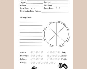 Coffee Tasting Journal Download, Coffee Taster, Specialty Coffee ...