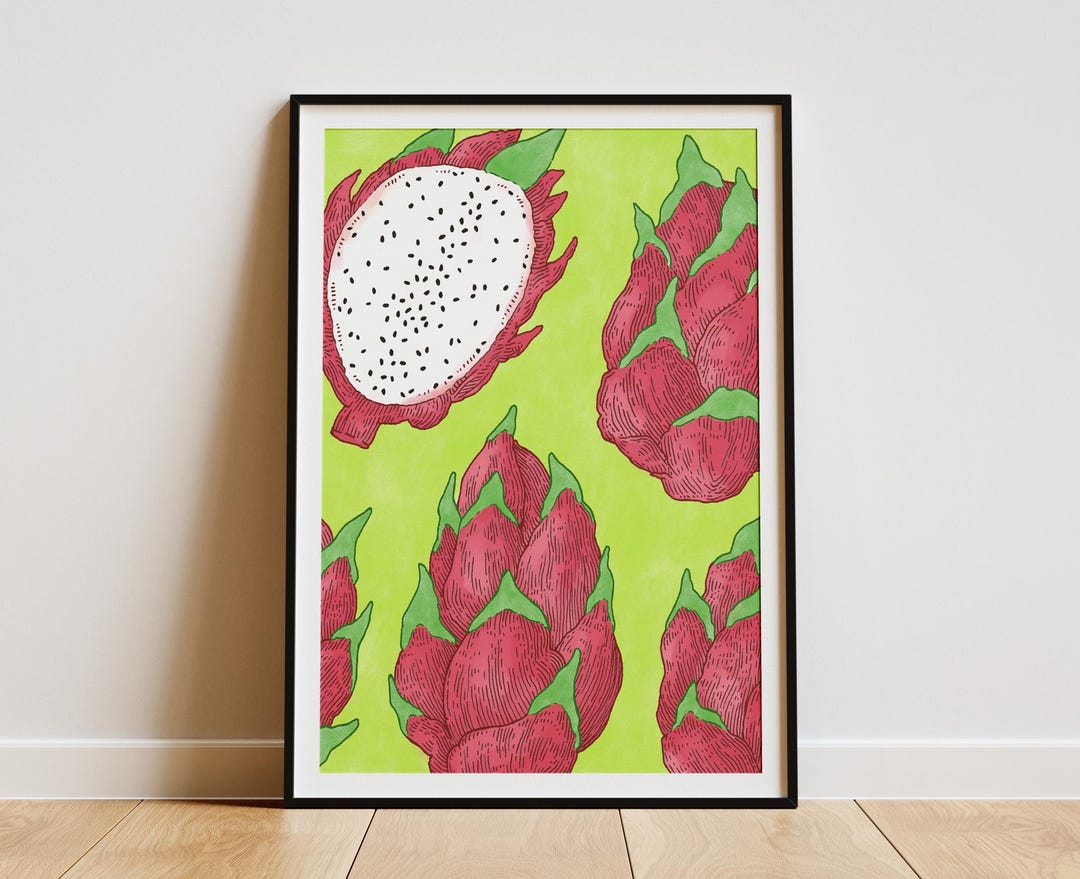 Dragon Fruit Pattern Poster - Colorful Fruit Illustration - Vibrant ...