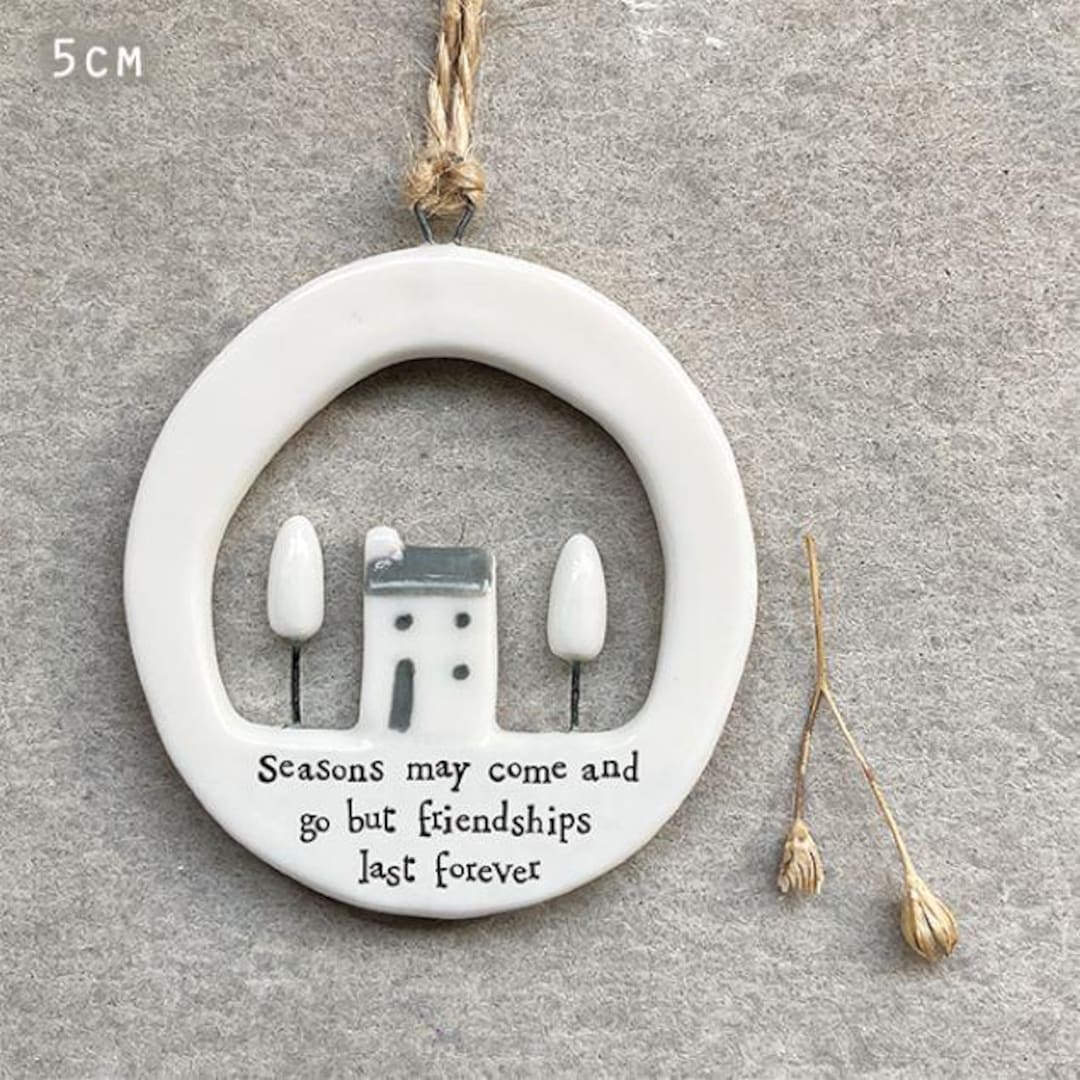 East of India Ceramic Cut Out "friendships" Round House Hanging ...