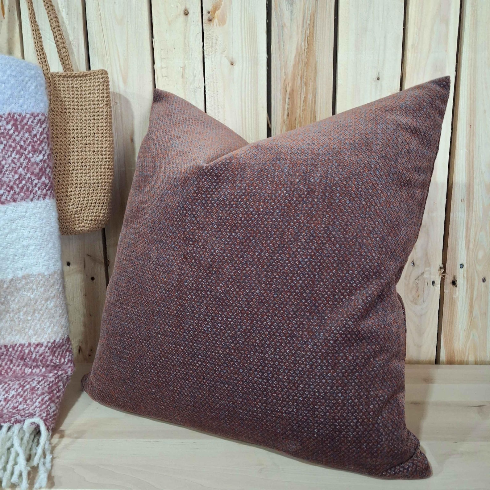 Rusty Copper Woven Fabric Pillow Cover, Stylish Pillowcases, Soft ...