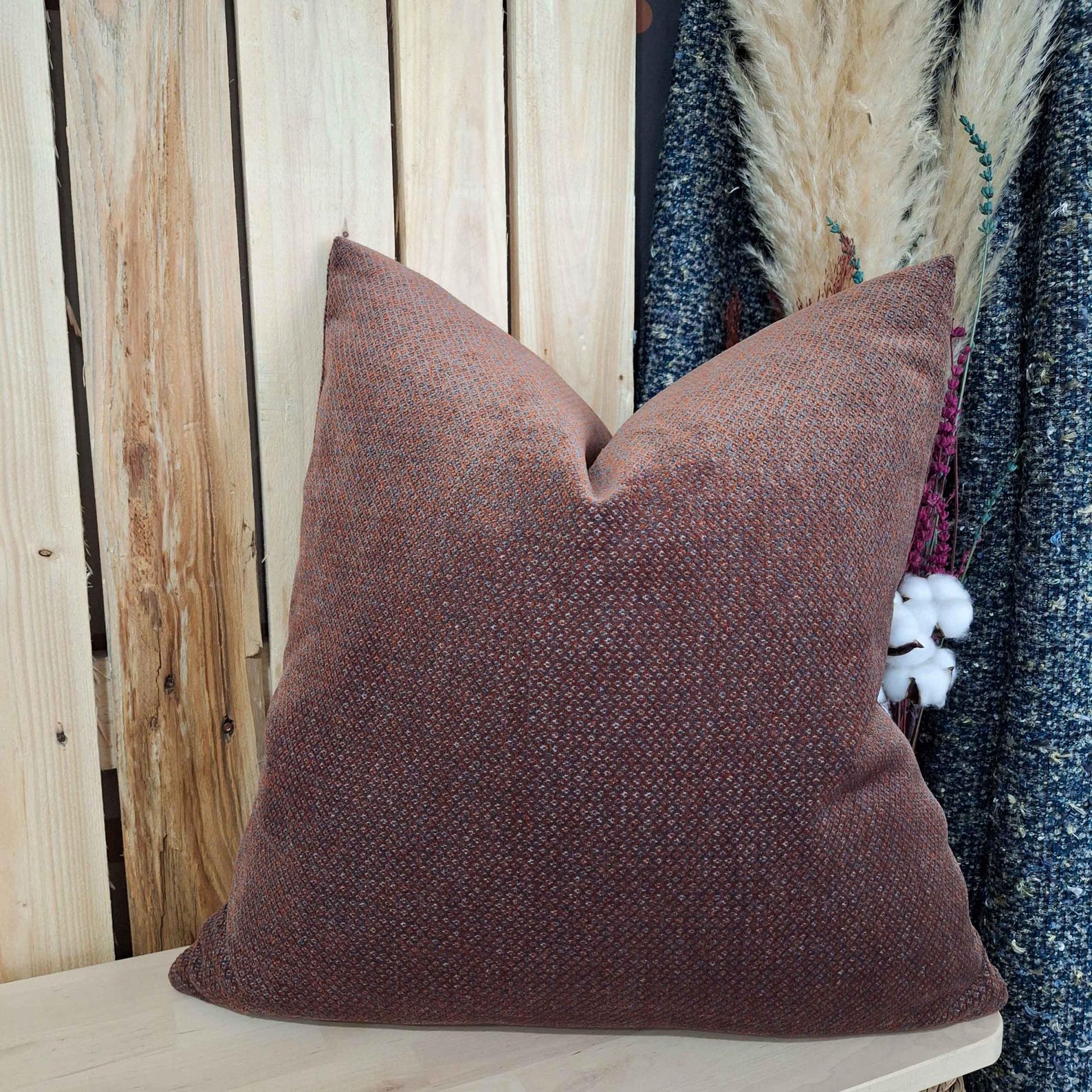 Rusty Copper Woven Fabric Pillow Cover, Stylish Pillowcases, Soft ...