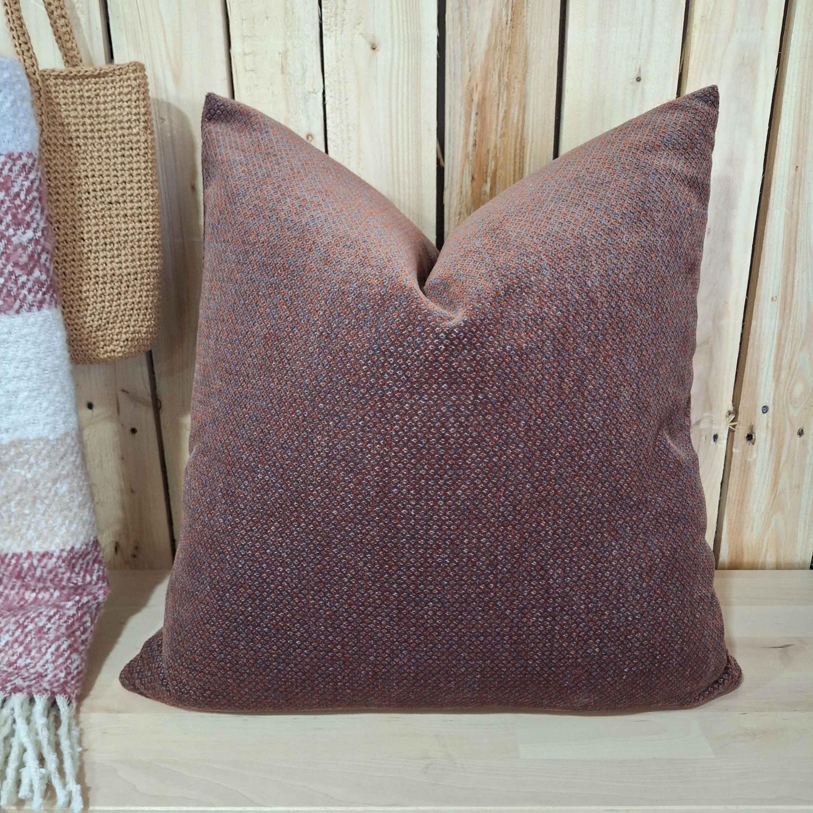 Rusty Copper Woven Fabric Pillow Cover, Stylish Pillowcases, Soft ...