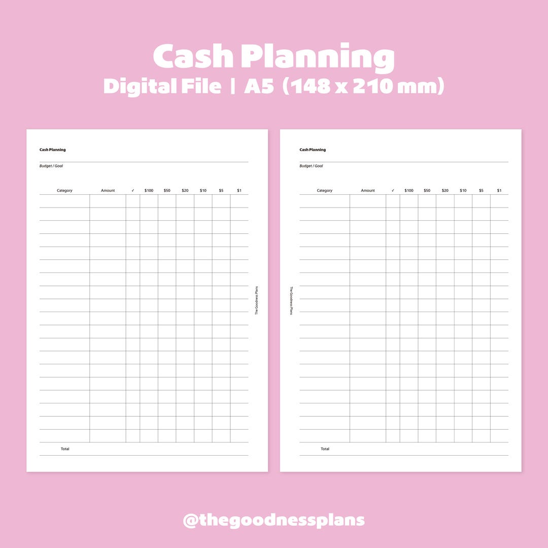 Digital File | A5 | Cash Planning | Printable File - Etsy