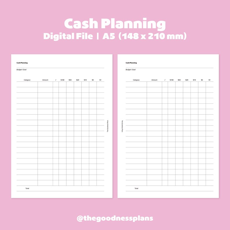Digital File | A5 | Cash Planning | Printable File - Etsy