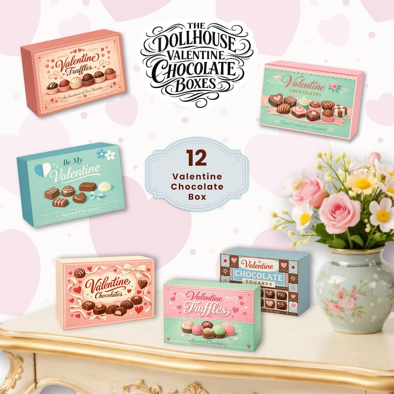 Valentine Mini Chocolate Boxes Printable, Dollhouse Sweet Shop Decor ...