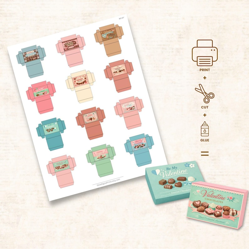 Valentine Mini Chocolate Boxes Printable, Dollhouse Sweet Shop Decor ...