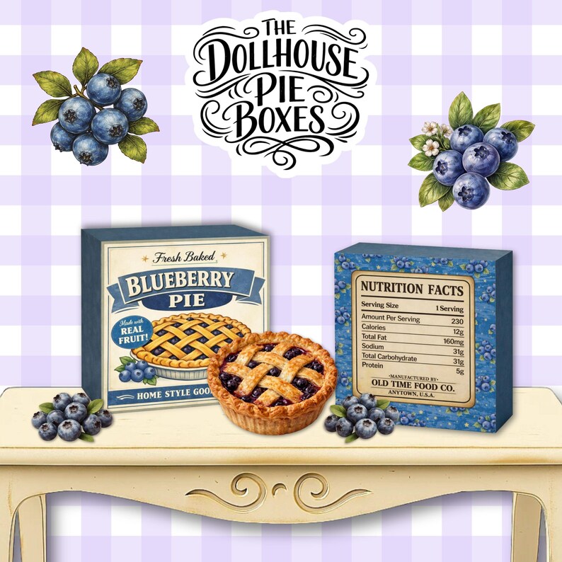Printable Mini Pie Boxes 1:12 Scale, Dollhouse Bakery Packaging, Sweet ...