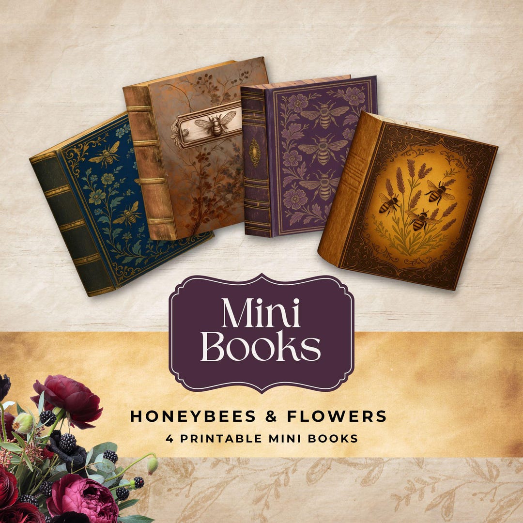 Printable Dollhouse Mini Book, Honeybees and Flowers Theme, Tiny ...